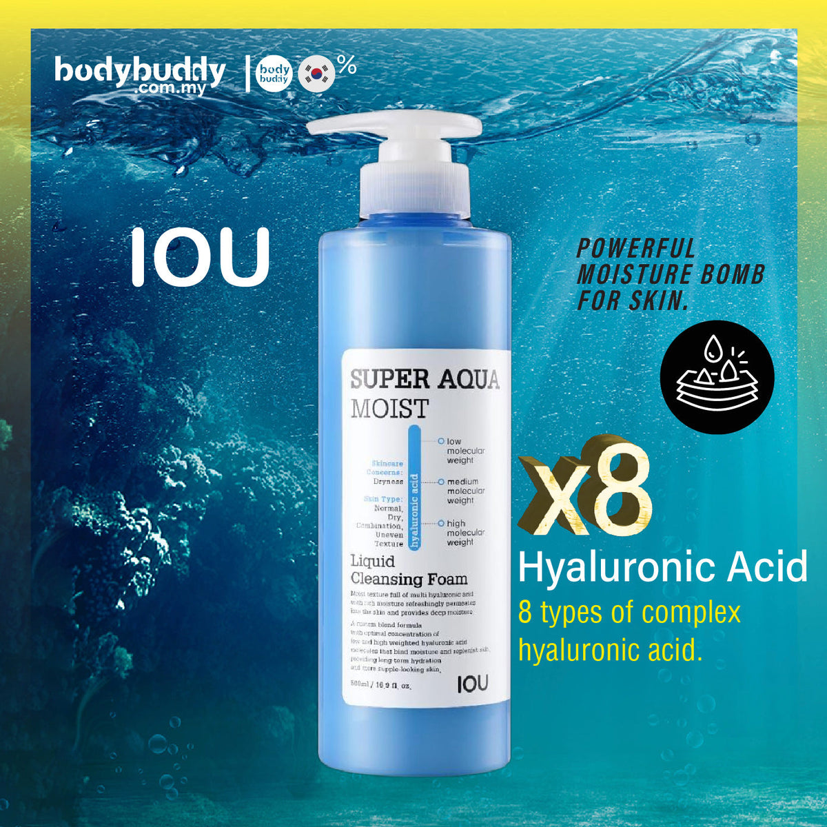 IOU Super Aqua Moist X8 Hyaluronic Acid ( Body Wash) 500ml – Bodybuddy ...